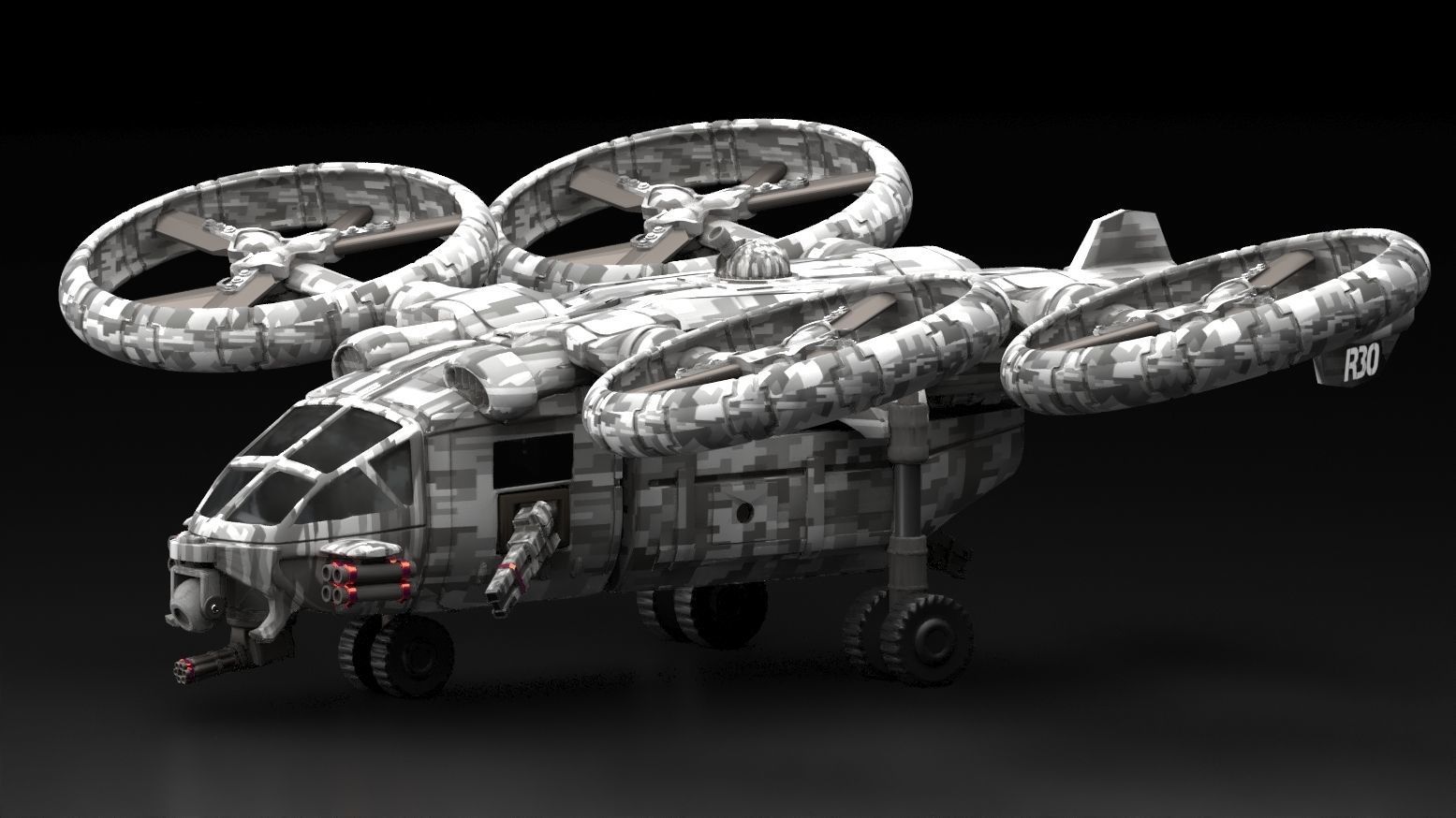 inspired by avatar this 4-propeller helicopter 3D model 3D printable ...