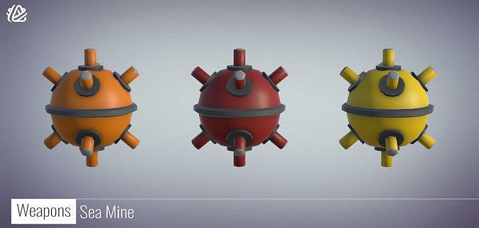 3D model 3D Sea Mine - Military Naval Weapons VR / AR / low-poly | CGTrader