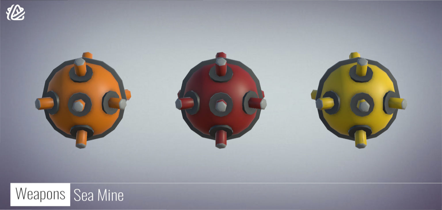 3D model 3D Sea Mine - Military Naval Weapons VR / AR / low-poly | CGTrader