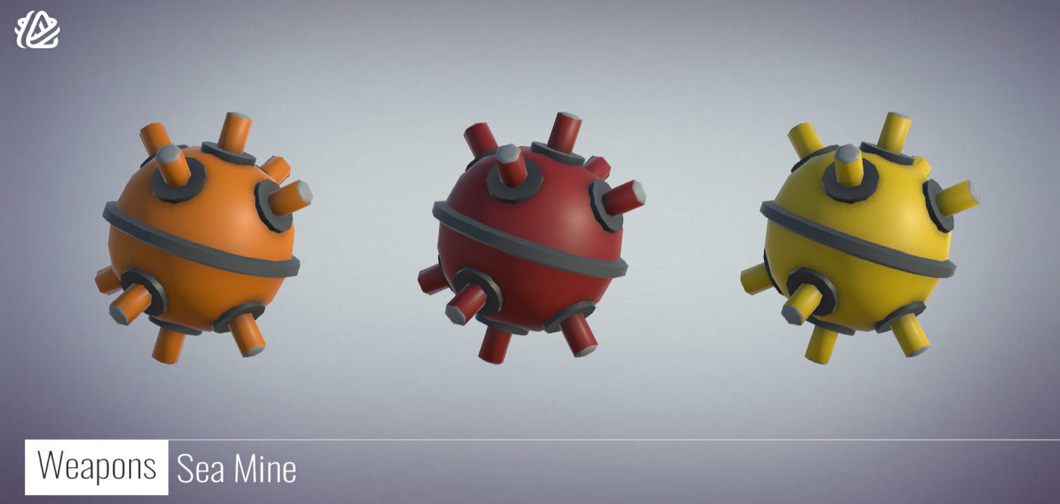 3D model 3D Sea Mine - Military Naval Weapons VR / AR / low-poly | CGTrader