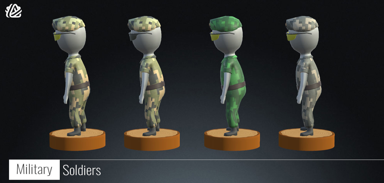 3D model 3D Soldiers - Military Stickman VR / AR / low-poly | CGTrader