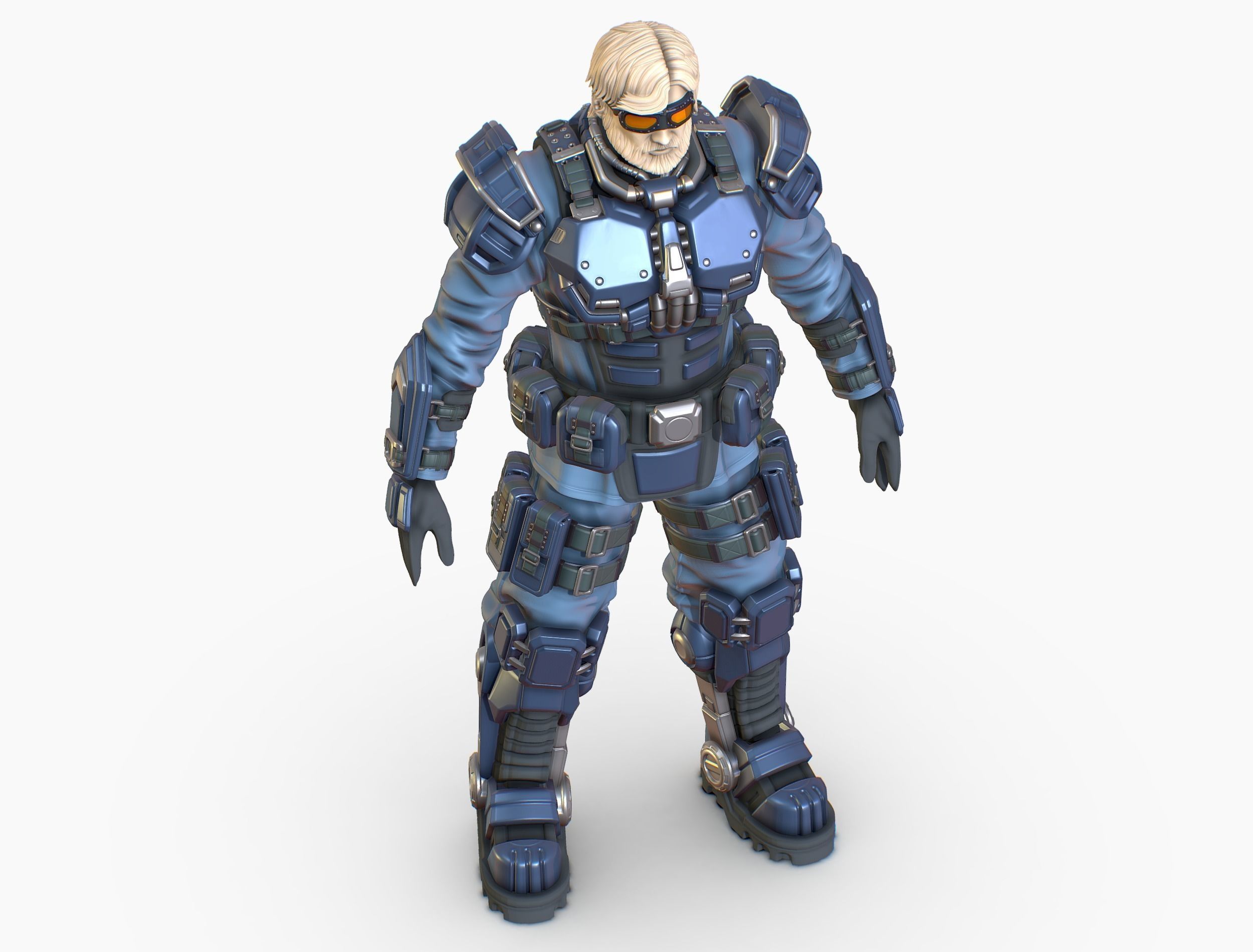 High Poly Man Military Heavy Armor Future 3D model | CGTrader