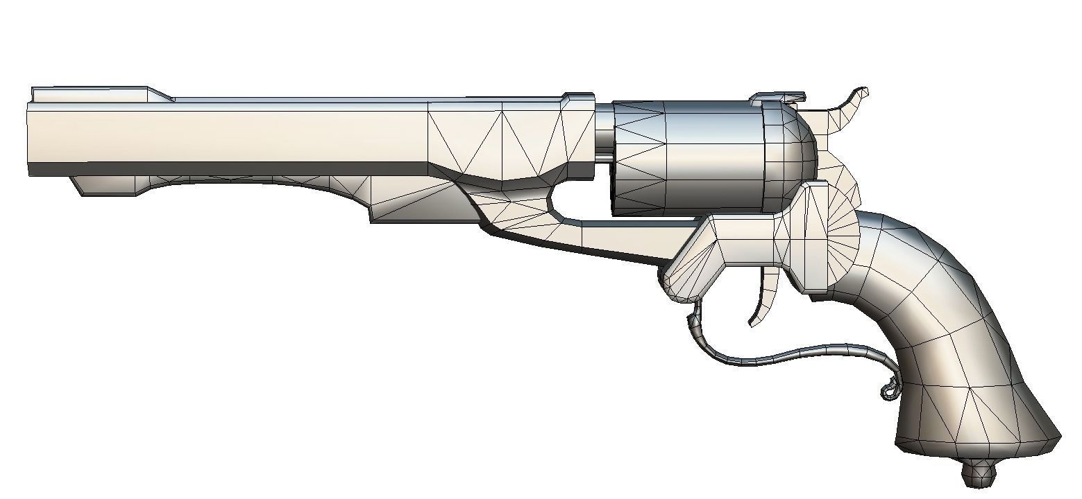 3D model Low Poly Multibarrel Short Barrel Revolver VR / AR / low-poly ...