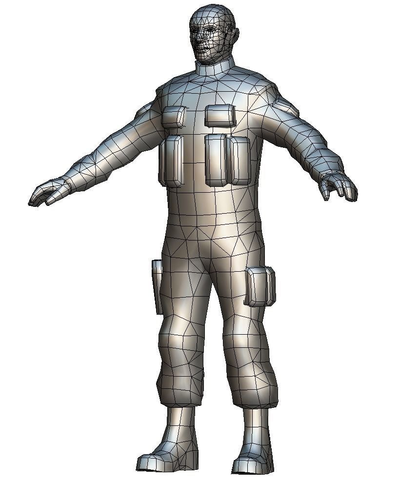 3D model LowPoly 3d Man Military Solder Armor 3D Model VR / AR / low ...