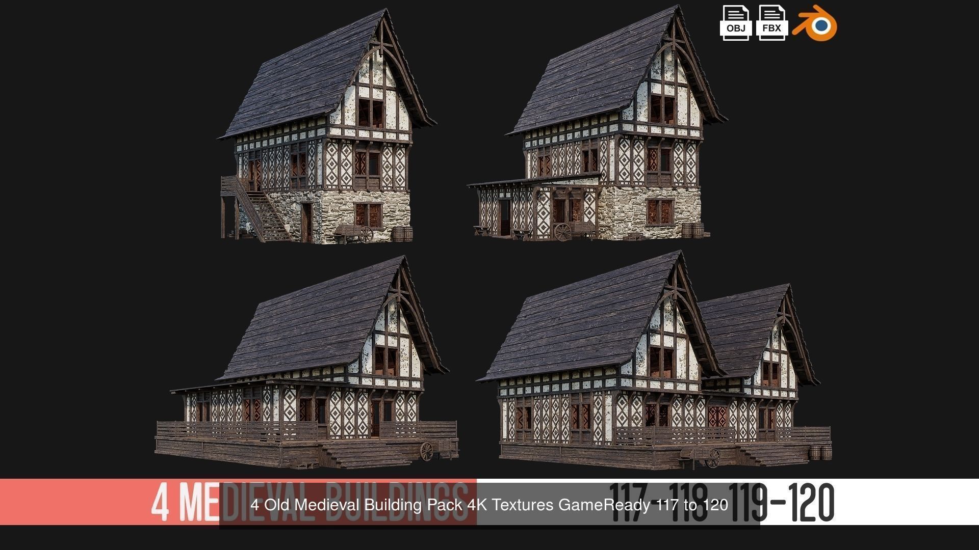81 - 120 OLD MEDIEVAL BUILDINGS PACK 4K Textures GameReady 3D Model ...