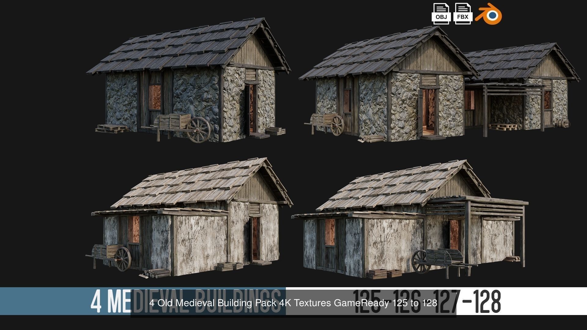 3D Model Collection 121-160 OLD MEDIEVAL BUILDINGS PACK 4K Textures ...