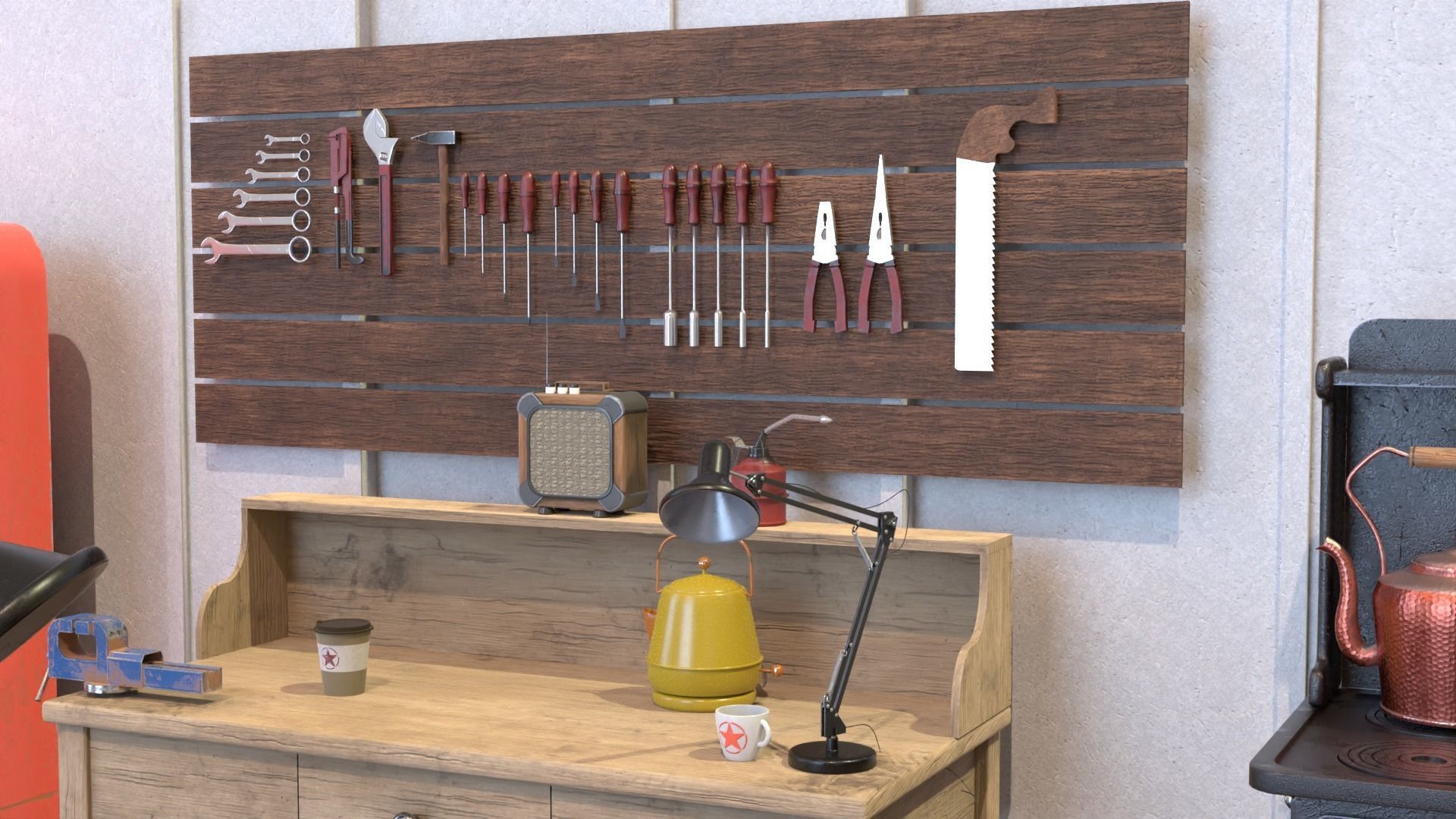 Blender Carpenters Room 3D model animated | CGTrader