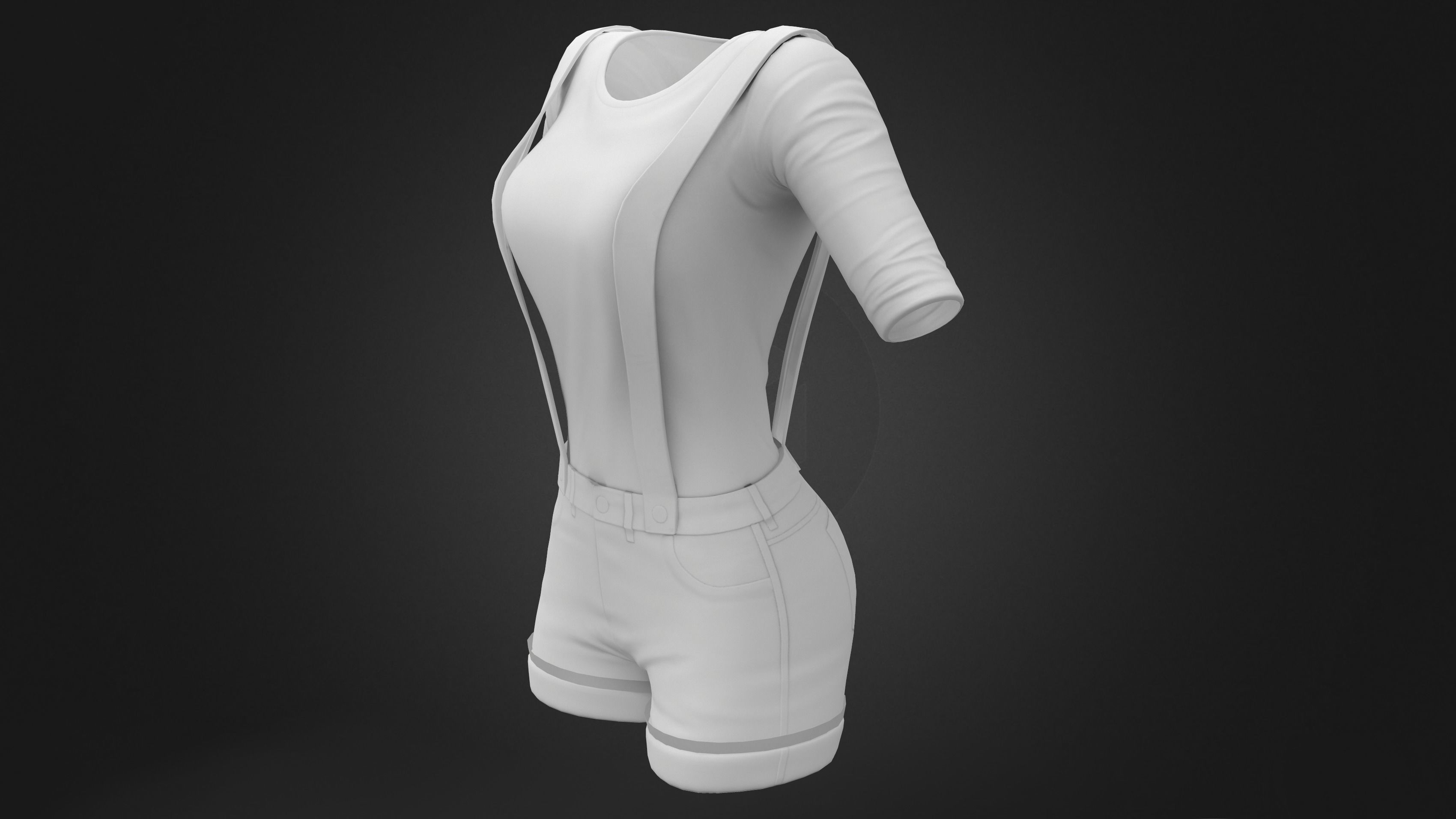 3D model Cute Shorts Coverall With Tshirt Under VR / AR / low-poly ...
