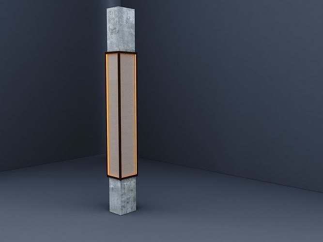3D model PILLER concrete pole with orange stripe VR / AR / low-poly ...