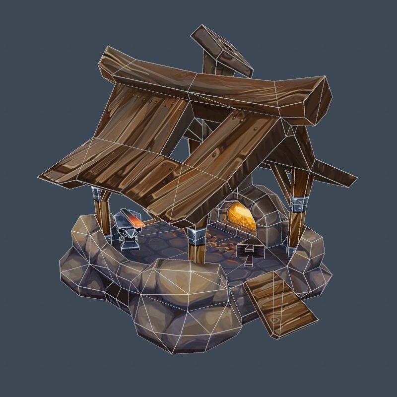 3D model Cartoon Old Forge Building VR / AR / low-poly | CGTrader