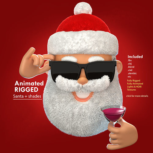 3D model Animated Santa Shades VR / AR / low-poly | CGTrader
