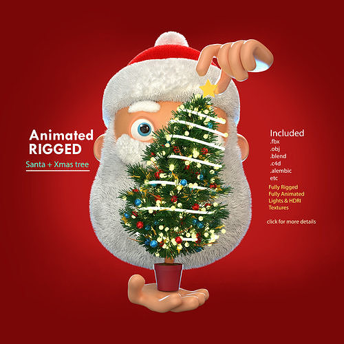 3D model Animated Santa Christmas Tree VR / AR / low-poly | CGTrader