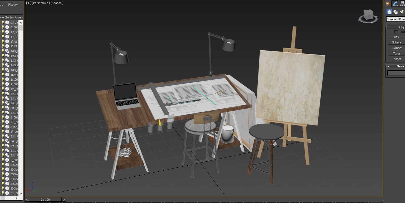 3D model Drafting Table Pro set VR / AR / low-poly | CGTrader