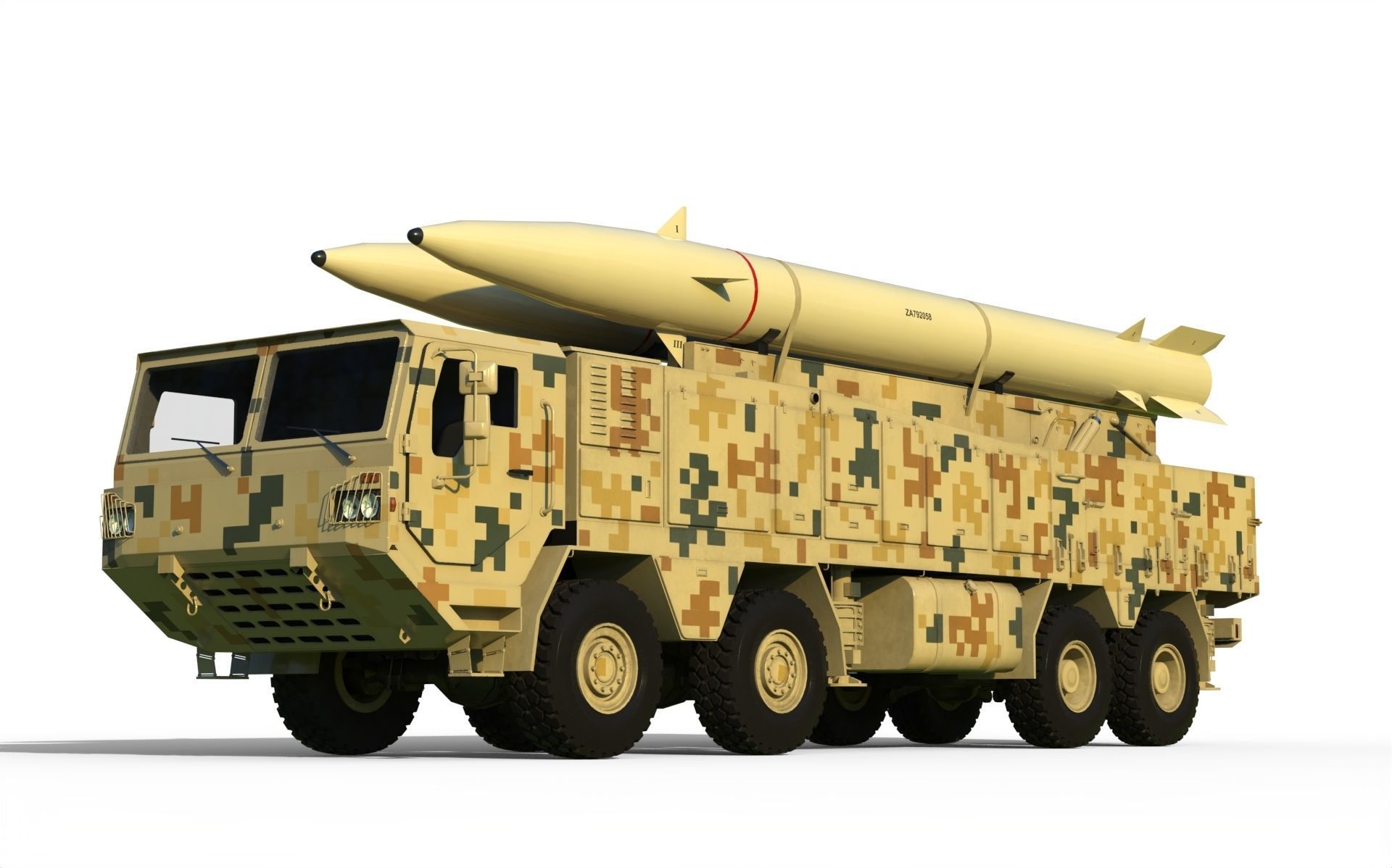 Zolfaghar Iranian road-mobile missile 3D model | CGTrader