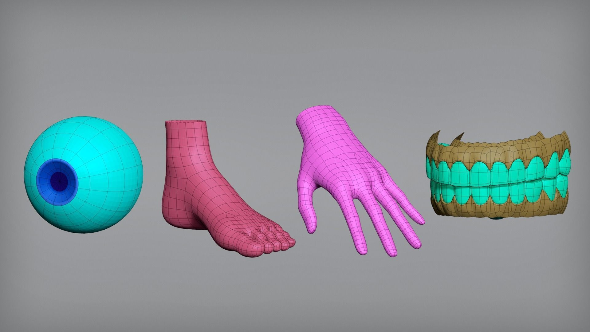 3D model Eye foot wrist teeth lowpoly base mesh VR / AR / low-poly ...