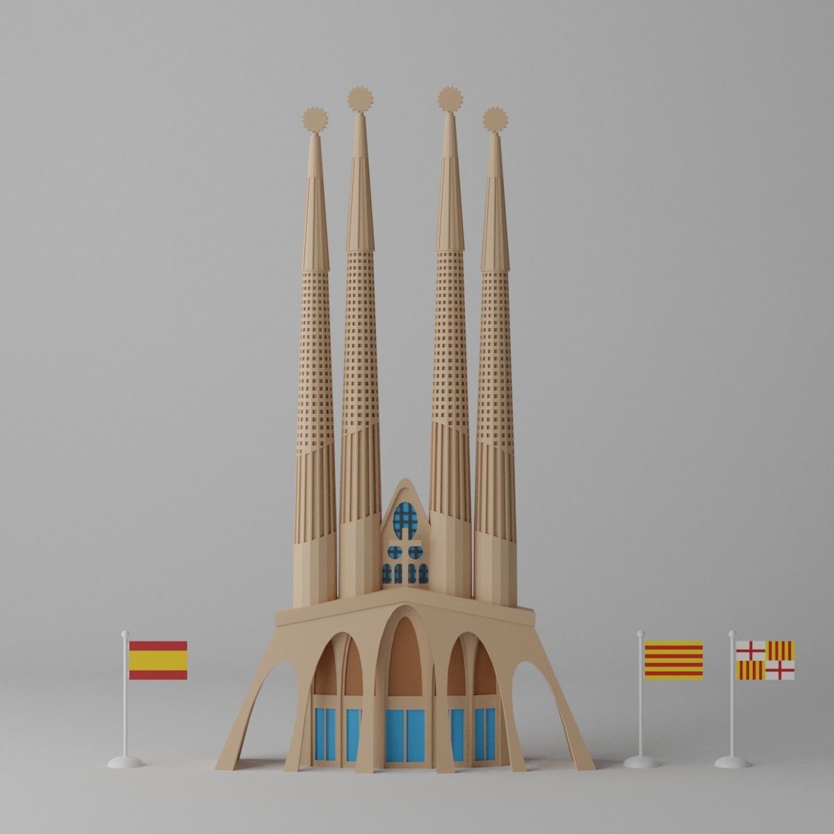 3D model Sagrada Familia Facade Barcelona VR / AR / low-poly | CGTrader