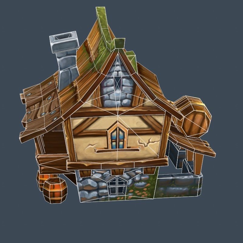 3D model Cartoon Old Bandit Hotel Tovern House Building VR / AR / low ...