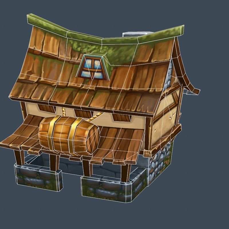 3D model Cartoon Old Bandit Hotel Tovern House Building VR / AR / low ...