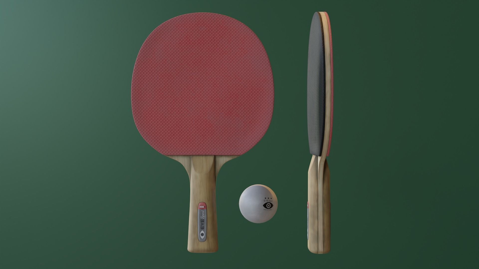 3D model Ping Pong Racket and Ball Set VR / AR / low-poly | CGTrader