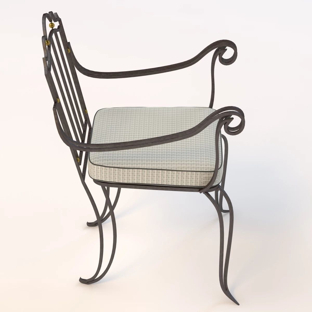 Drake Wrought Iron Arm Chair 3D model | CGTrader