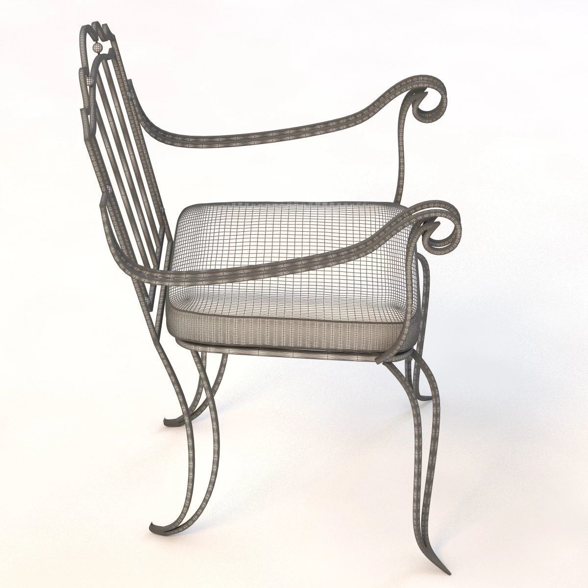 Drake Wrought Iron Arm Chair 3D model | CGTrader