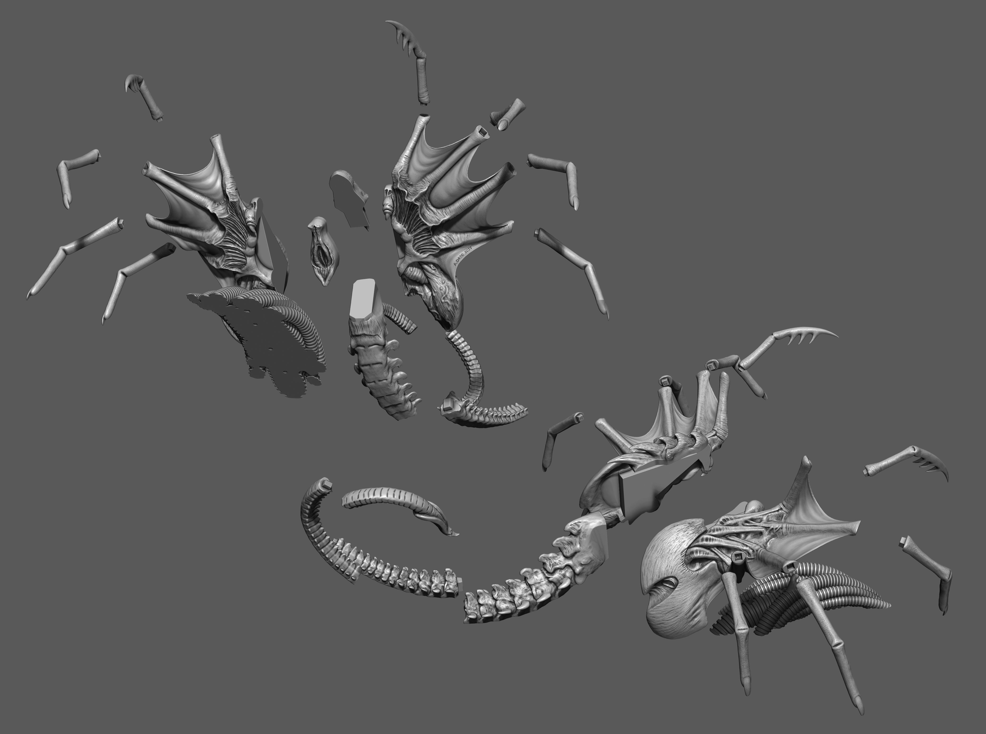 Alien Queen FaceHugger Sculpture Printable 3D Model 3D model 3D ...