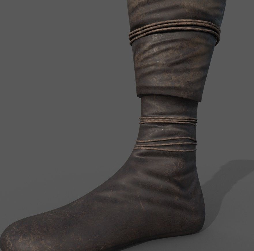 3D model Lowpoly simple medieval leather boots VR / AR / low-poly ...