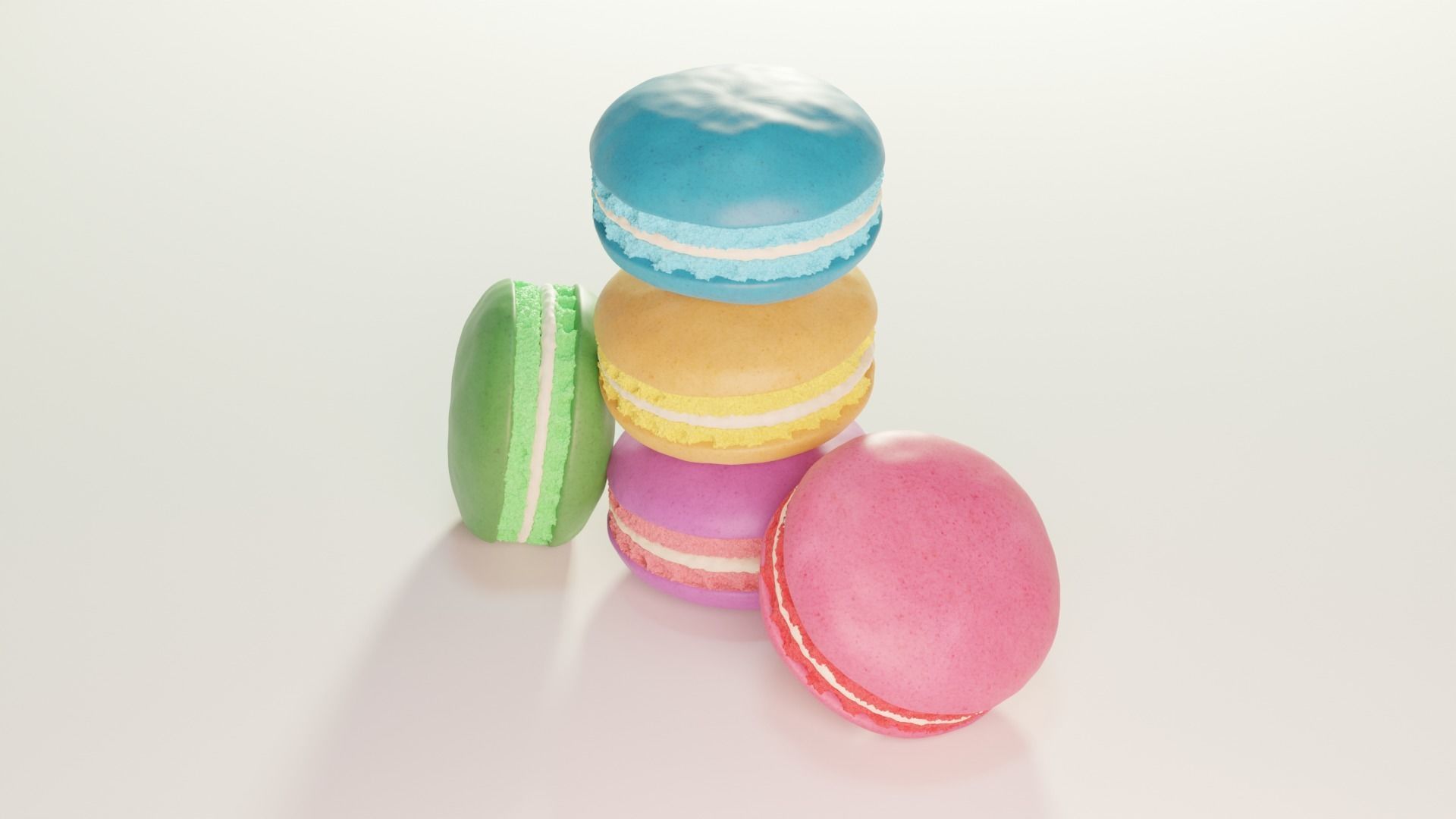 Macarons colorful macaroons free 3D model | CGTrader