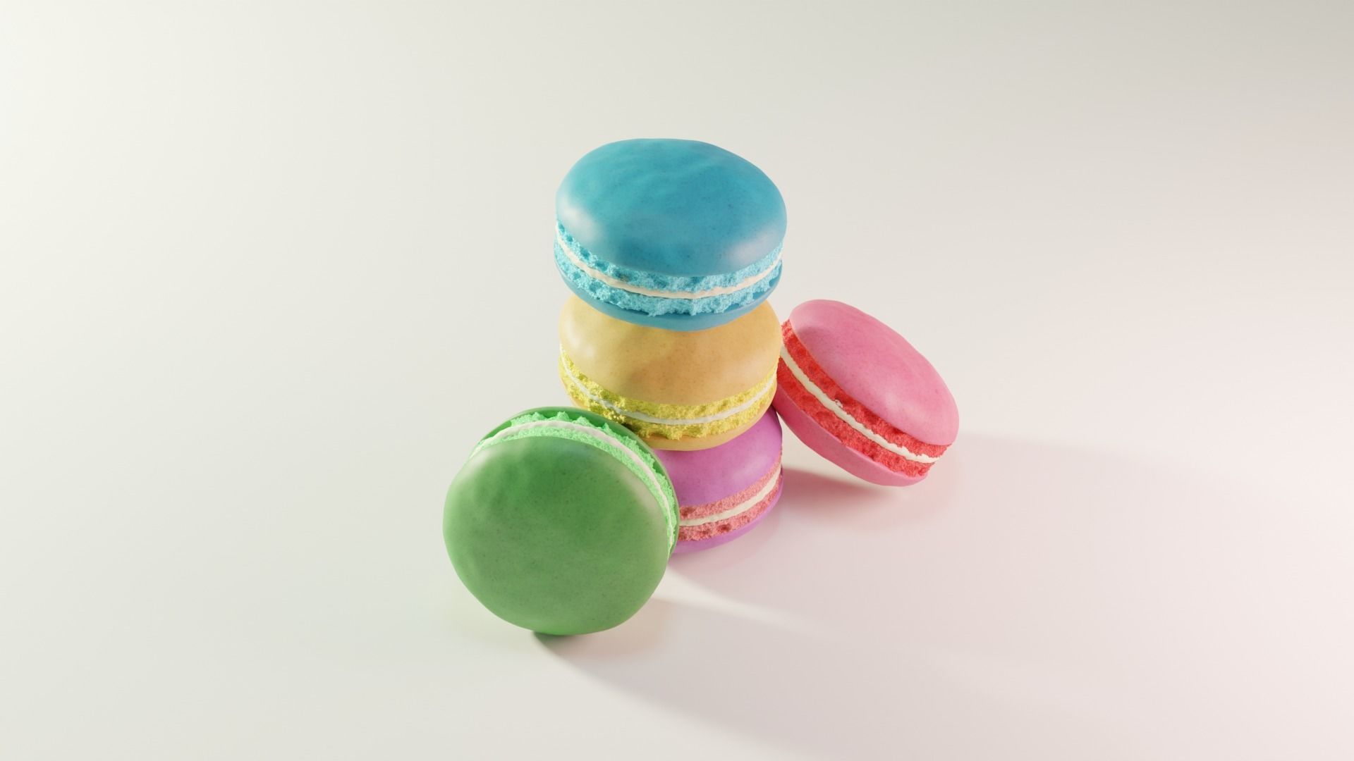 Macarons colorful macaroons free 3D model | CGTrader