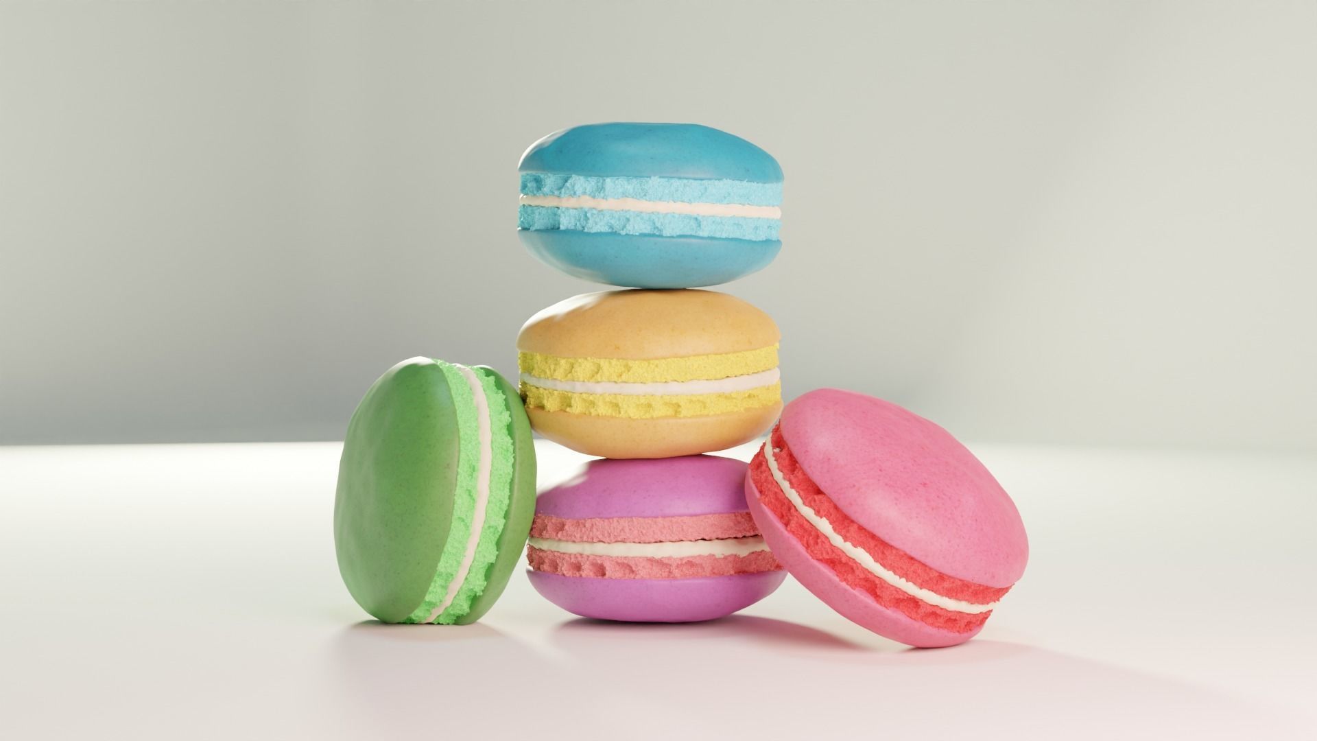 Macarons free 3D model | CGTrader