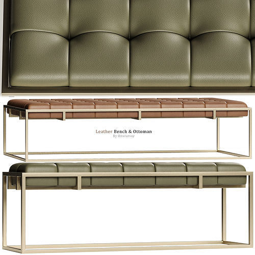 Ottilie Leather Bench and Ottoman 3D model | CGTrader