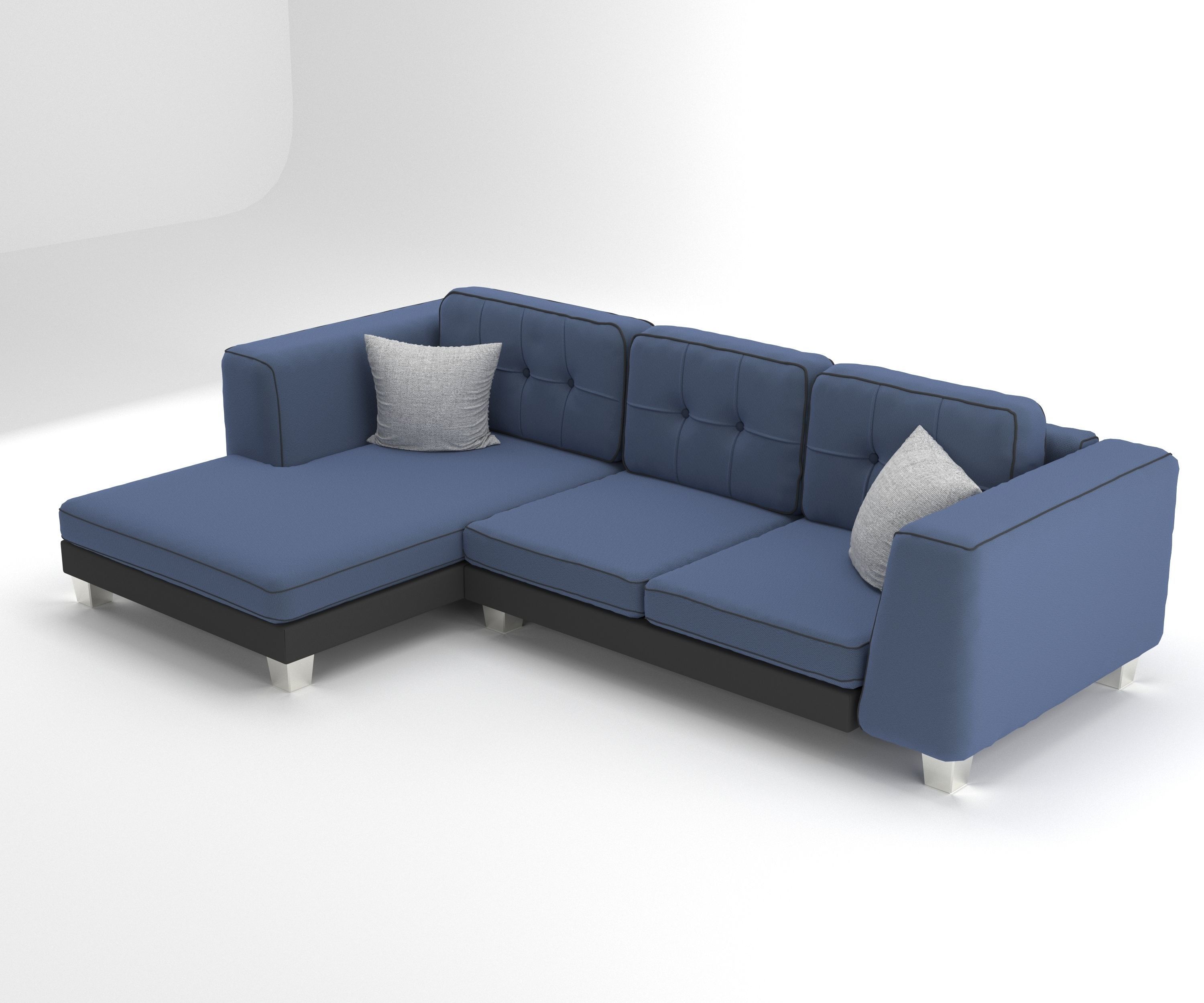 Sofa chaise lounge blue 3D model | CGTrader