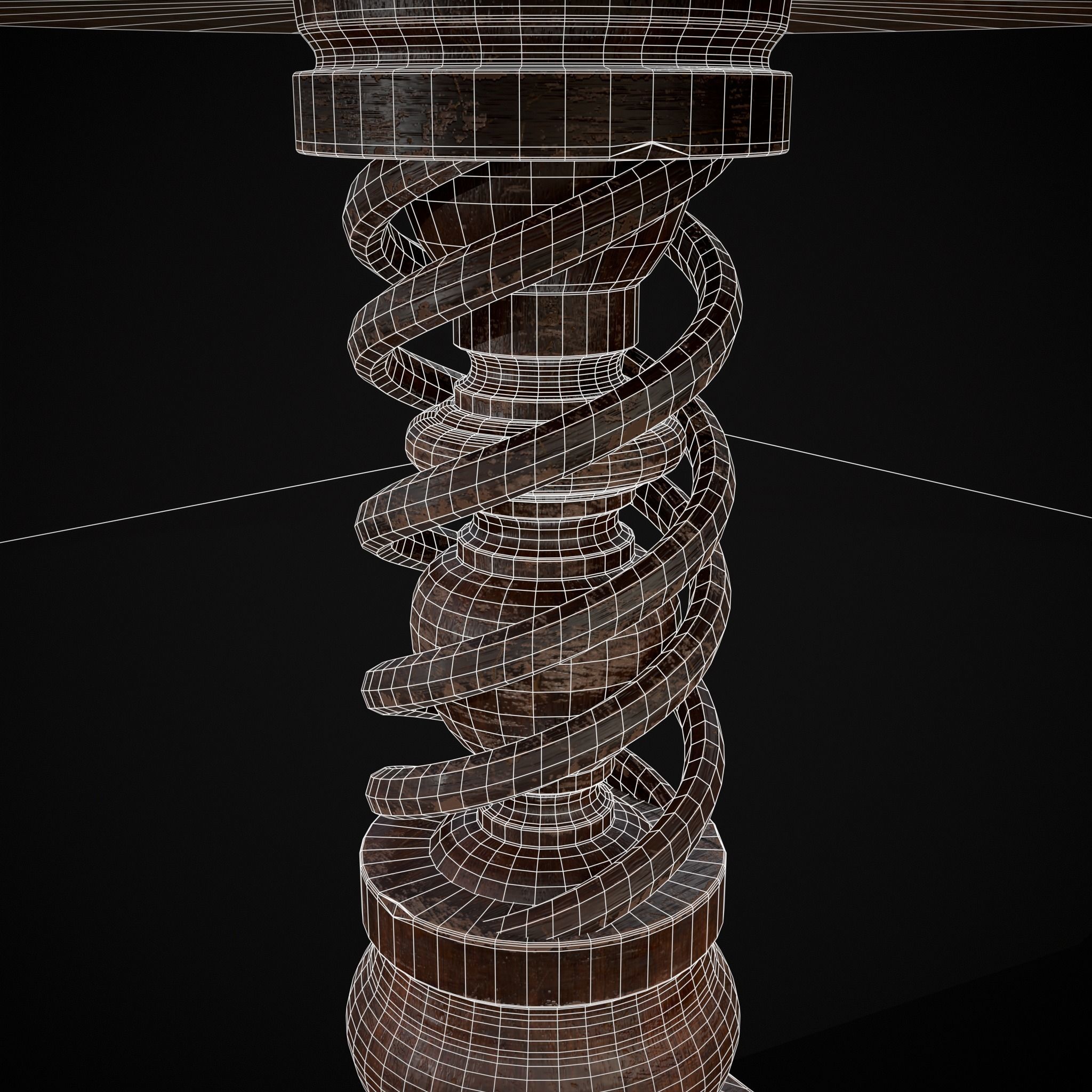 3D model Medieval Antique Spiral Pedestal Round End Table VR / AR / low ...