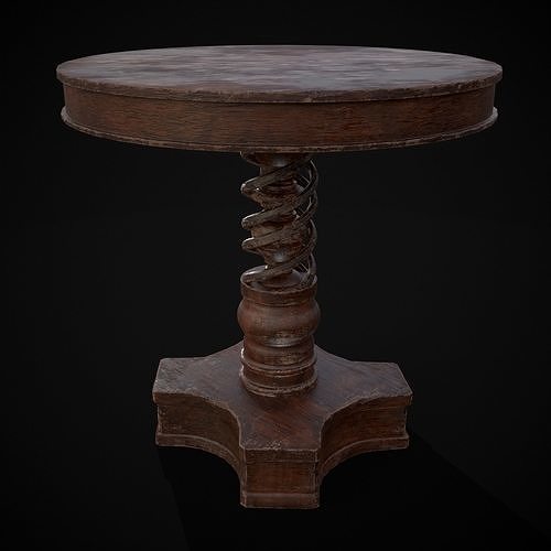 3D model Medieval Antique Spiral Pedestal Round End Table VR / AR / low ...
