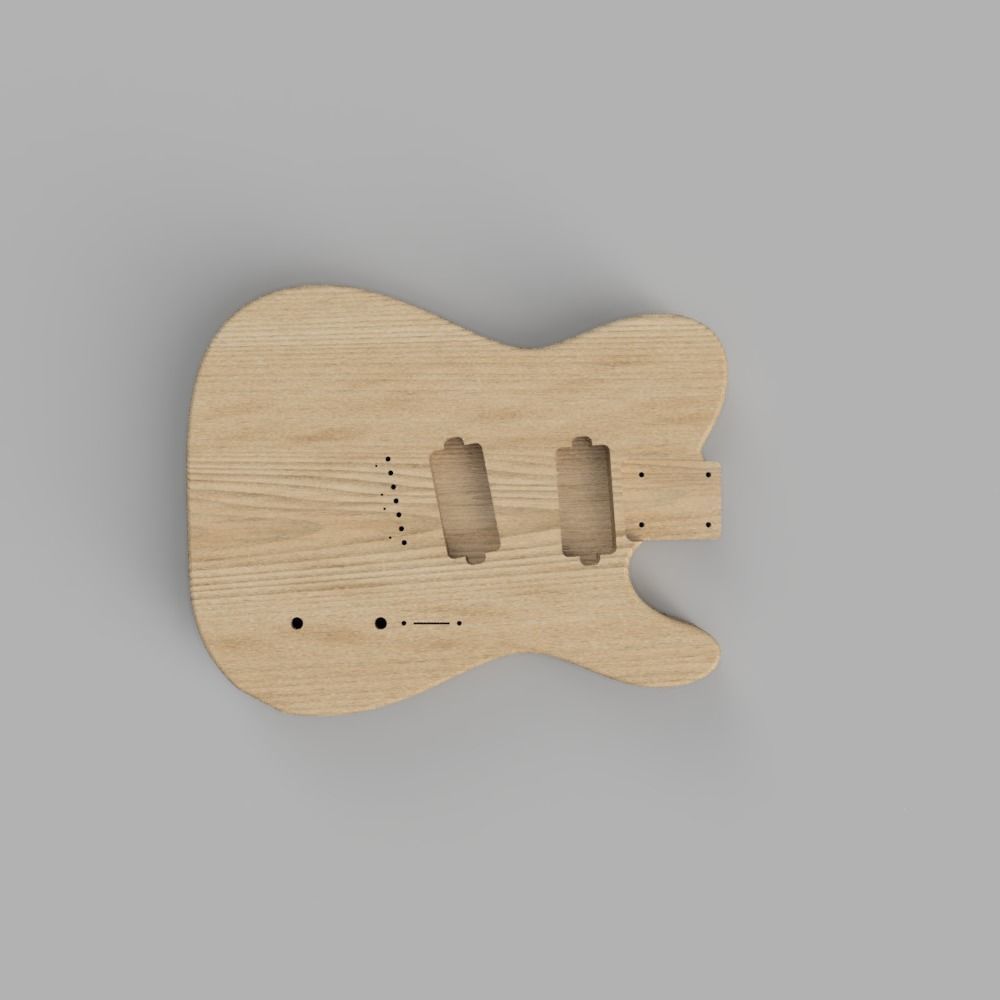 CNC Modern 7 String Telecaster Guitar Body and Neck 3D CAD Model 3D ...