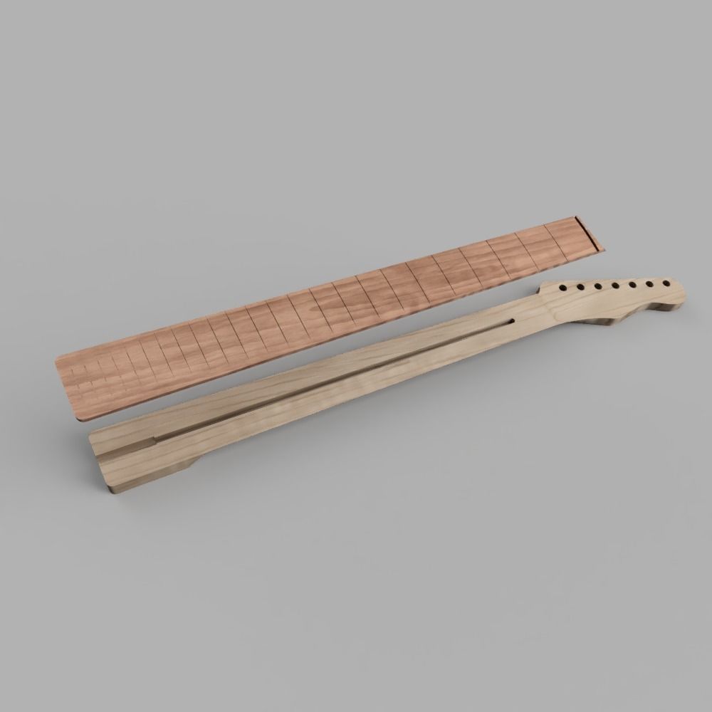 CNC Modern 7 String Telecaster Guitar Body and Neck 3D CAD Model 3D ...