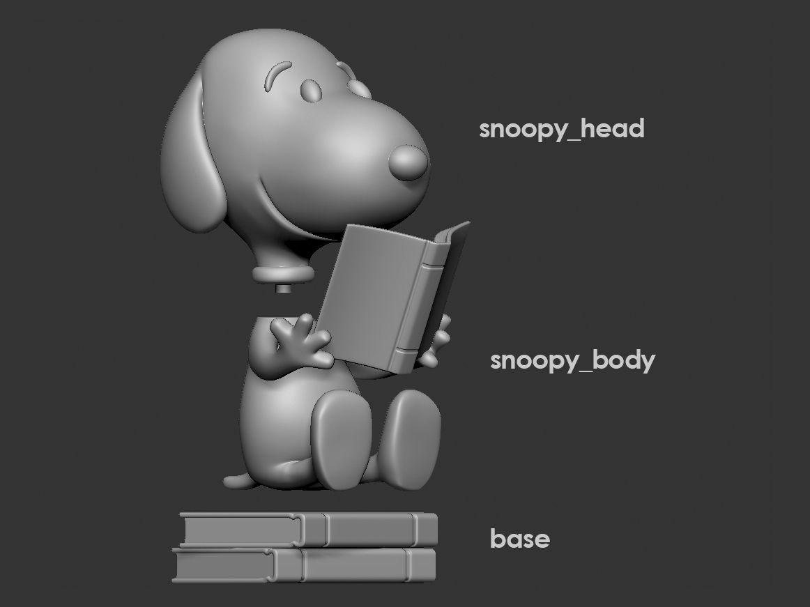 Snoopy Reader Decor 3D model 3D printable | CGTrader