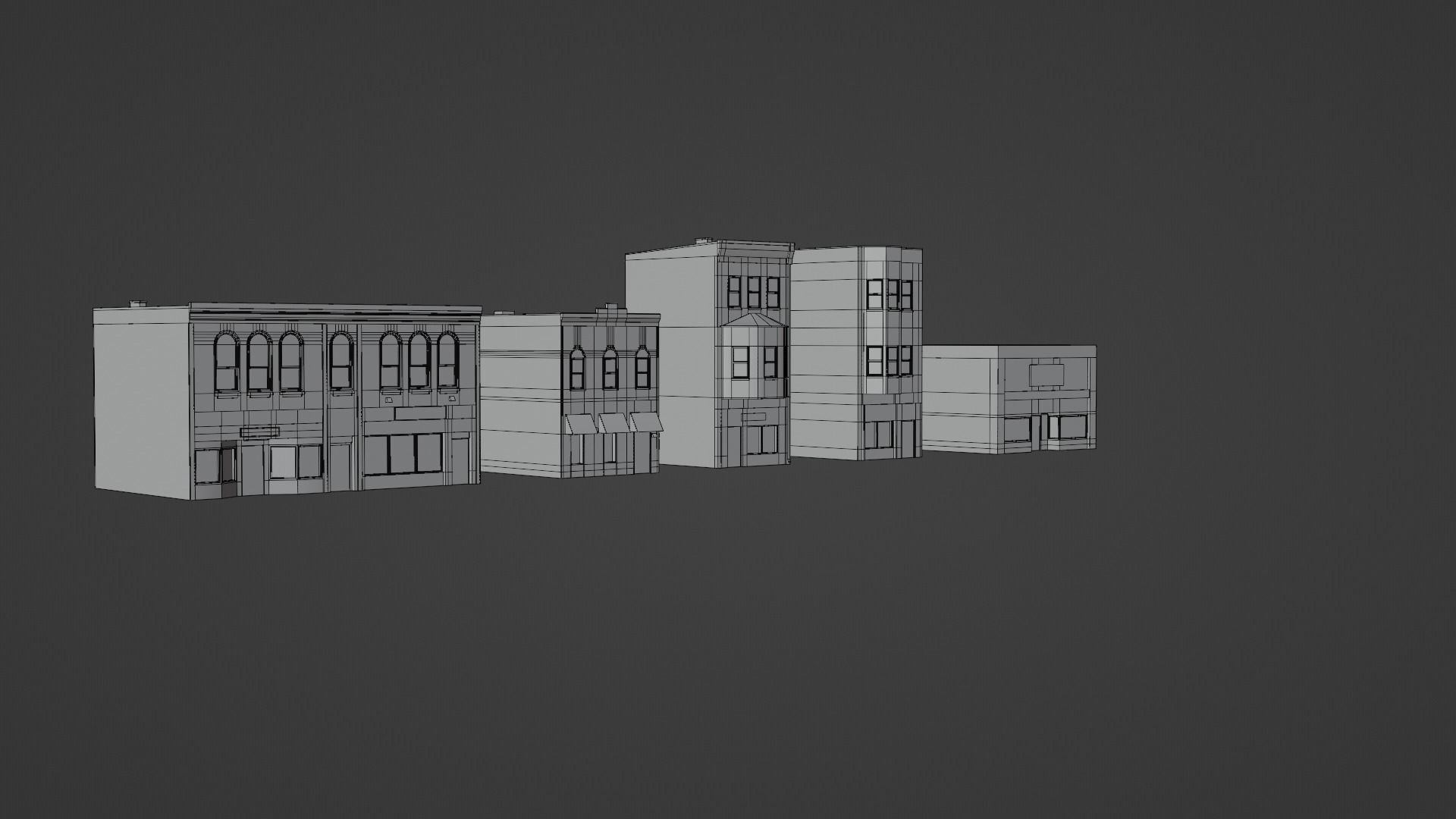 3D model Small Town Row Buildings Pack VR / AR / low-poly | CGTrader