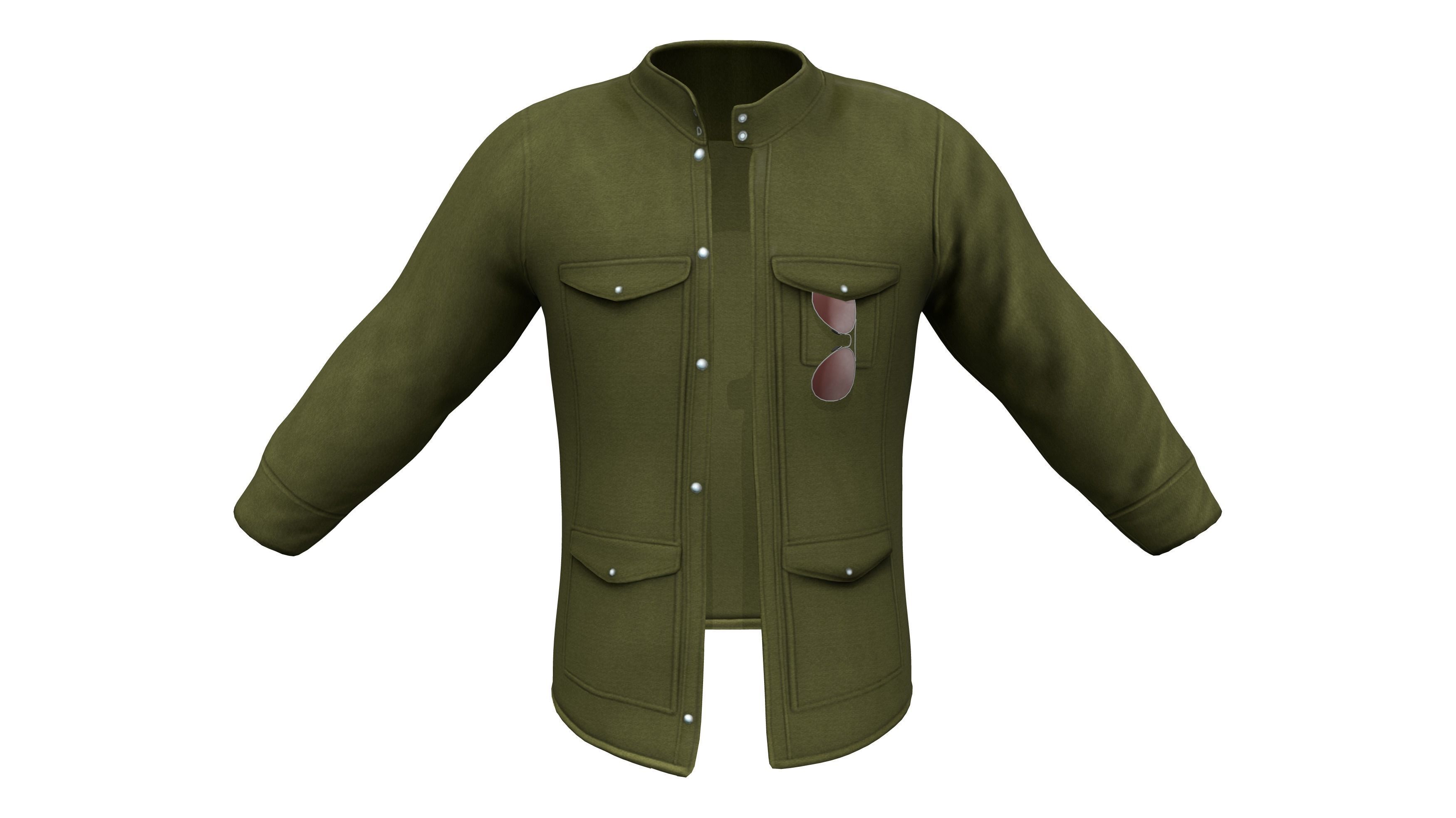 3D model Outdoor Warm Forest Jacket With Attached Glasses VR / AR / low ...