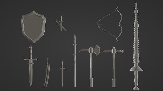 3D model Medieval weapon collection Low poly VR / AR / low-poly | CGTrader