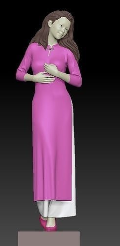 VIETNAMESE GIRL WITH AO DAI 3D model 3D printable | CGTrader