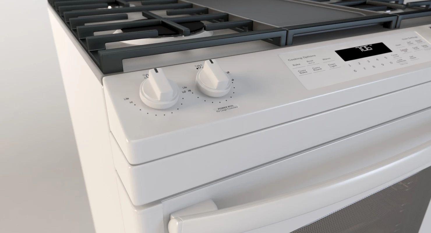 General Electric 30 White Slide In Convection Oven Gas Range 3D model ...