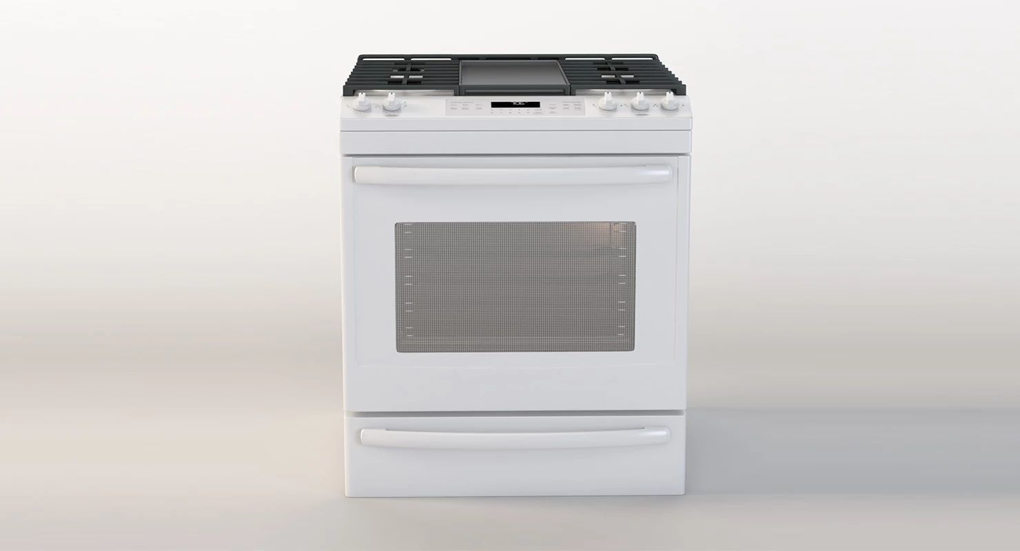 General Electric 30 White Slide In Convection Oven Gas Range 3D model ...