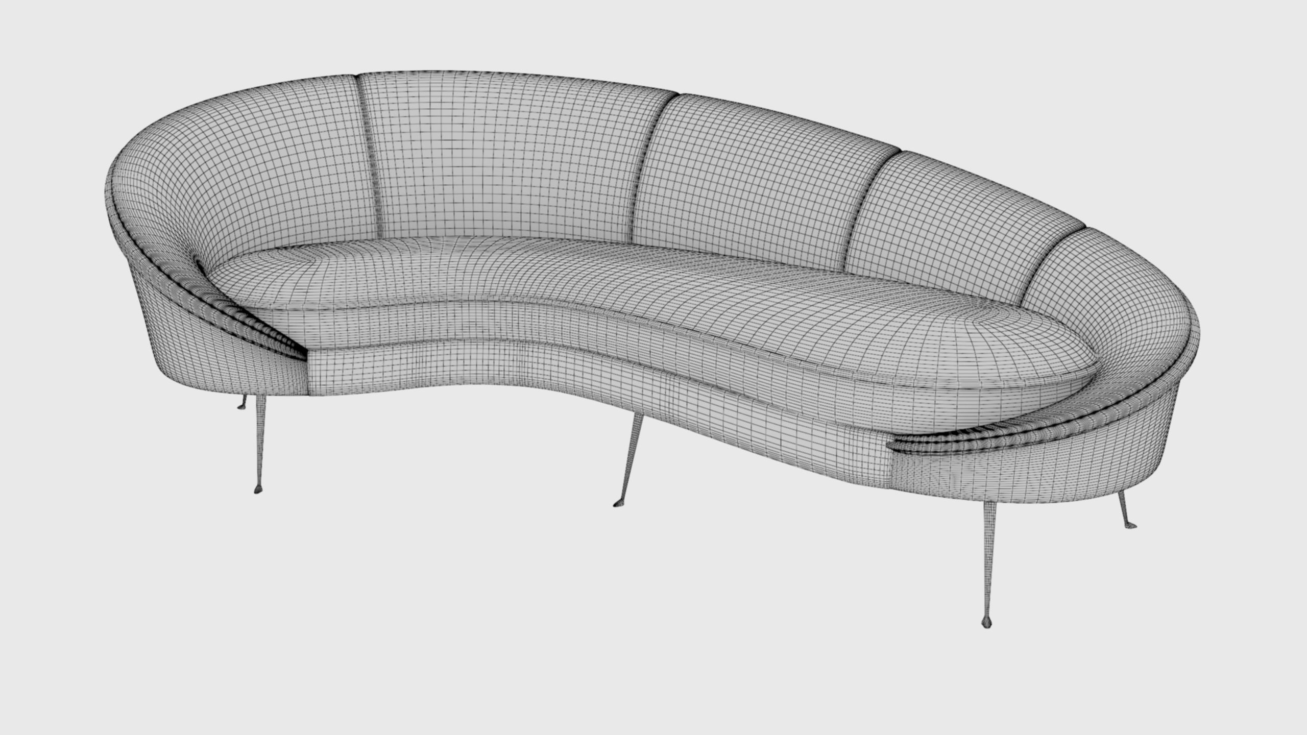 Ico Parisi Style Modern Curved Sofa Collection | CGTrader