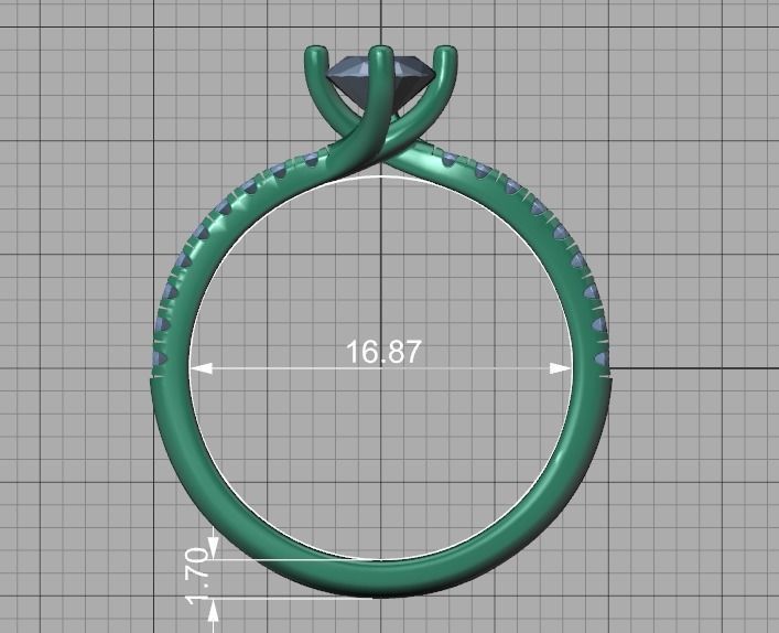 Solitaire Engagement Compass Set Four Claw Ring 7x5 Oval stone 3D model ...