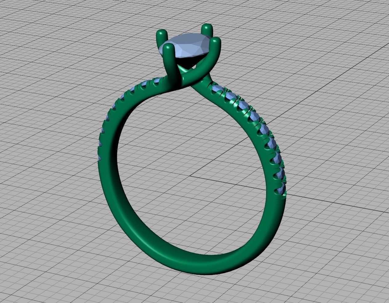 Solitaire Engagement Compass Set Four Claw Ring 7x5 Oval stone 3D model ...