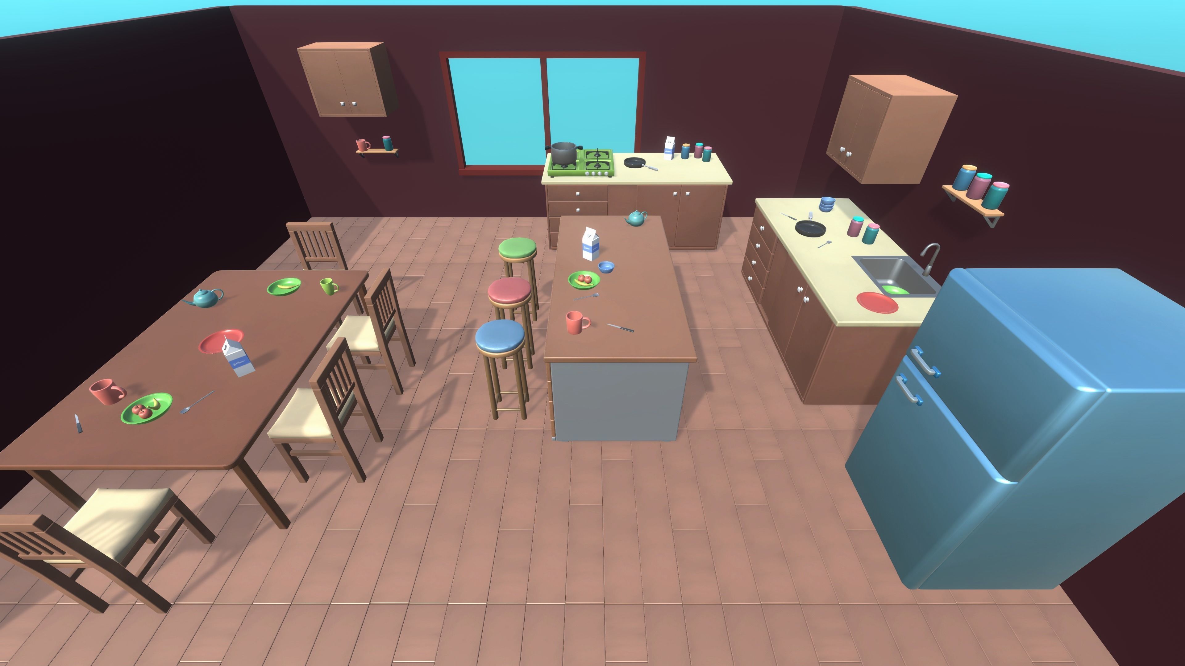 3D model Stylized Kitchen Furniture - Game Ready VR / AR / low-poly ...
