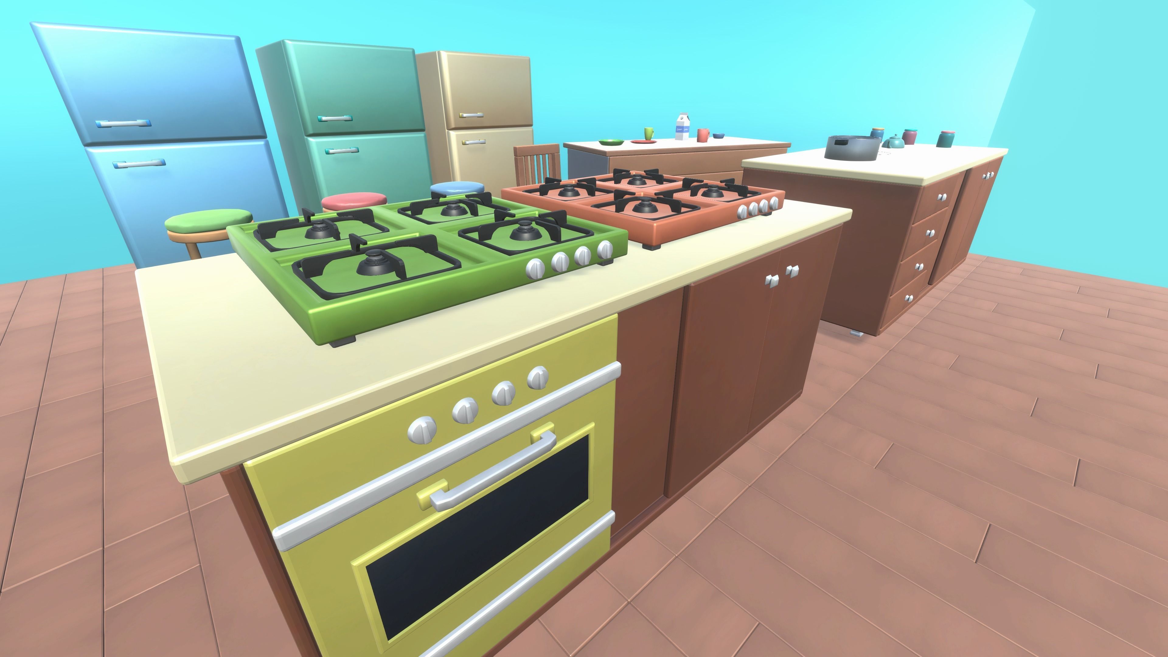 3D model Stylized Kitchen Furniture - Game Ready VR / AR / low-poly ...
