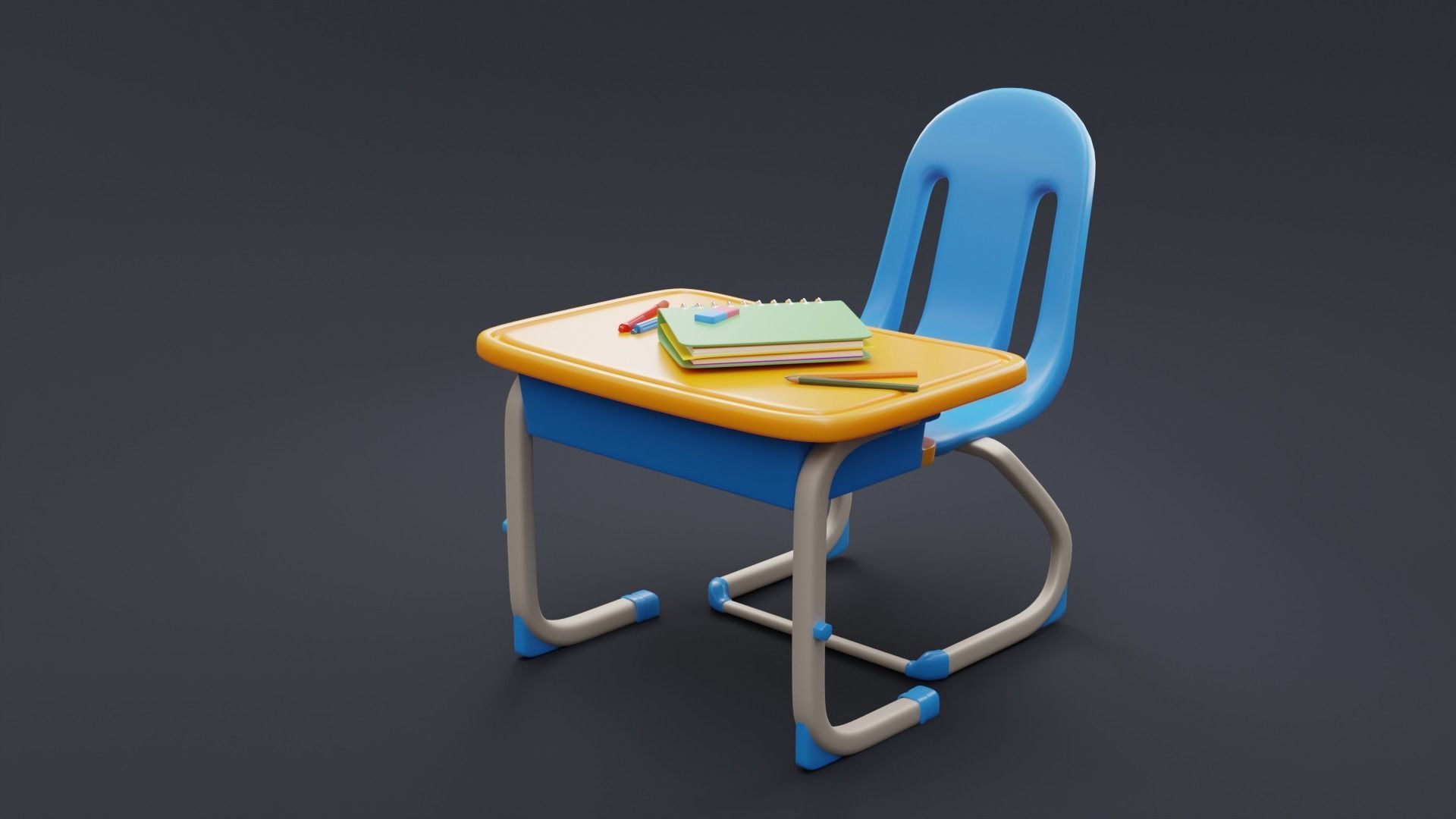 Cartoon Kid School desk 3D model | CGTrader