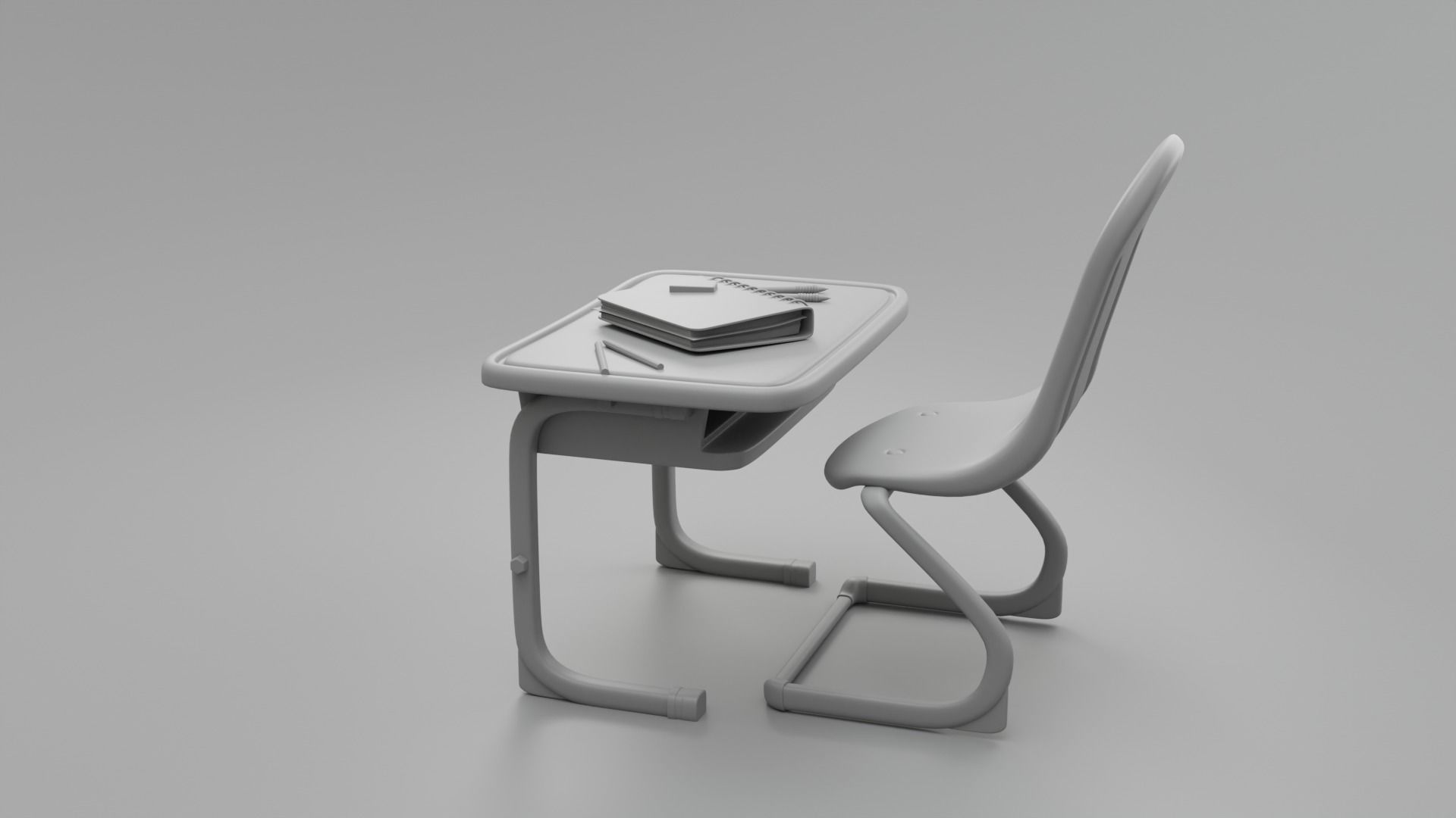 Cartoon Kid School desk 3D model | CGTrader
